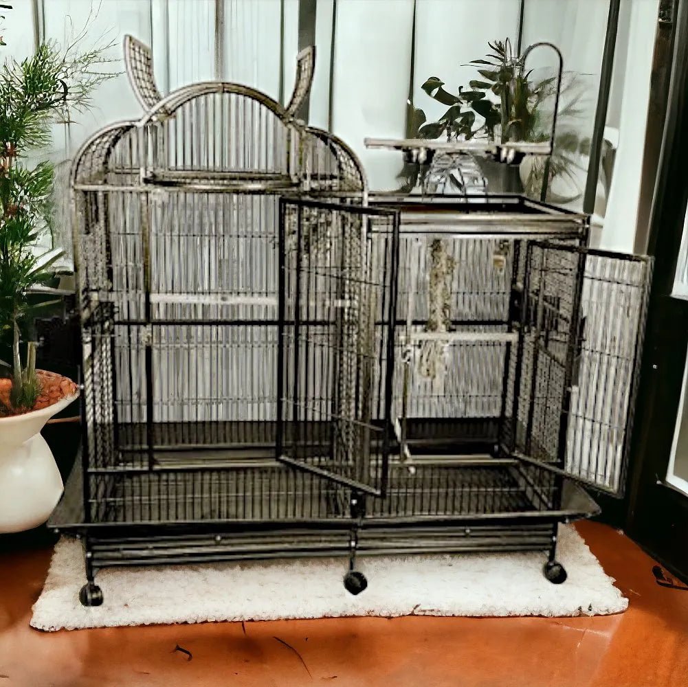 A & E Cage Co - Split Level House Bird Cage with Divider and Play Top ...
