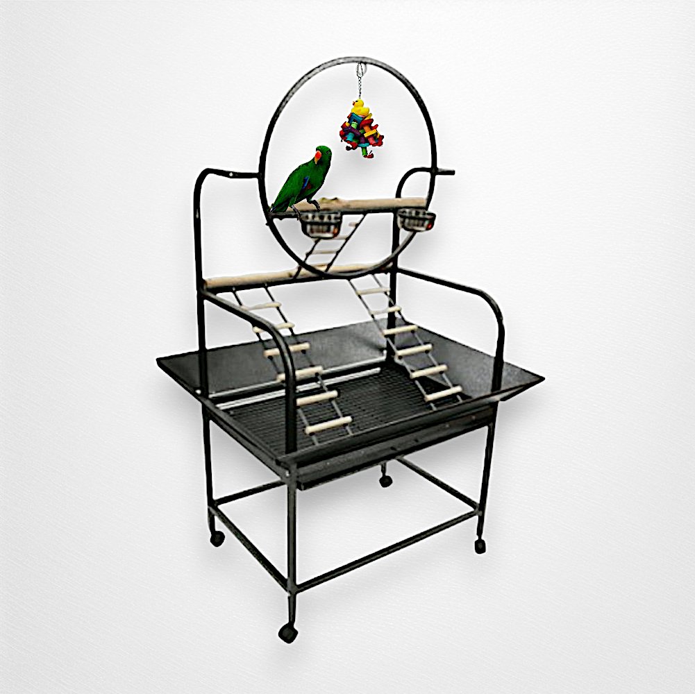 A & E Cage Co - Wrought Iron, Multi-Level Parrot Play Stand w/ Ladders ...